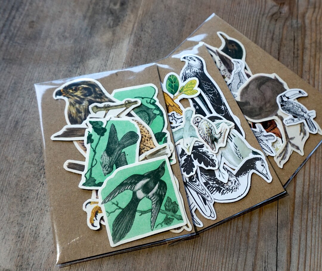 Bird Stickers Made From Vintage Recycled Books, Bullet Journal Sticker ...