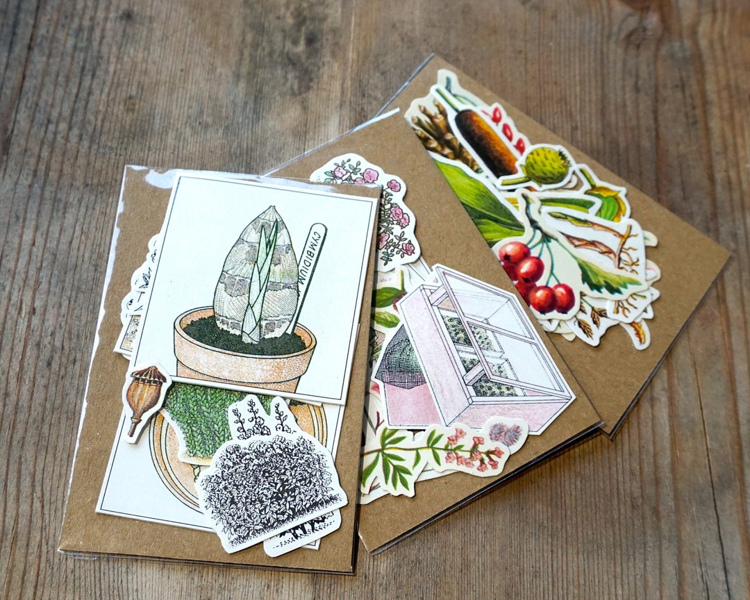 Stickers Made From Vintage Recycled Books - Garden - Botanical - Bullet ...