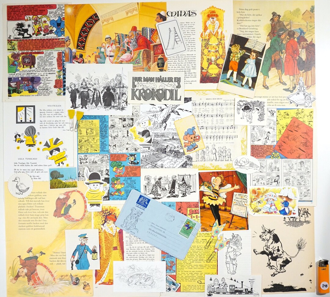 Vintage Children's Book Ephemera Pack, Cut Outs From Books for Collage ...
