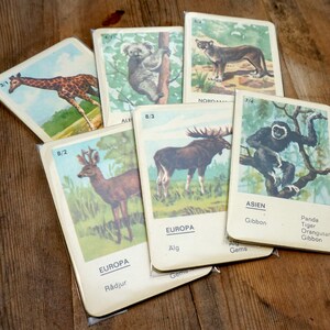 Vintage Animals Playing Card Set - 6 Pieces for Craft, Scrapbooking ...