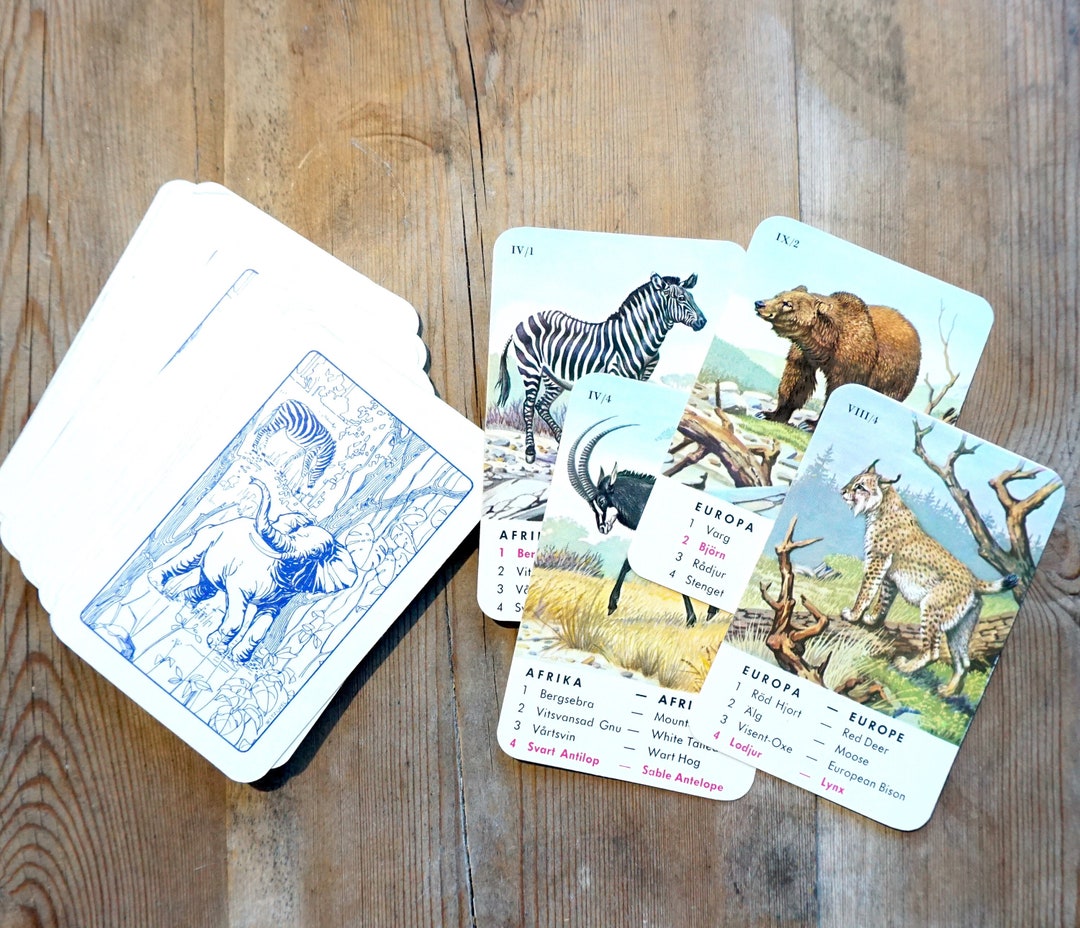Vintage Animals Playing Card Set - 7 Pieces for Craft, Scrapbooking ...