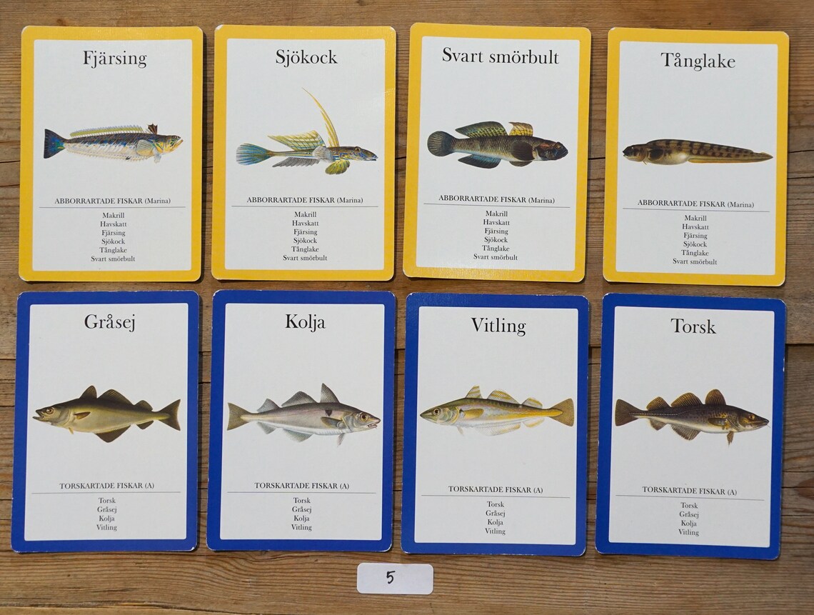 Fish Playing Card Set 8 Pieces for Craft Scrapbooking Junk - Etsy Israel