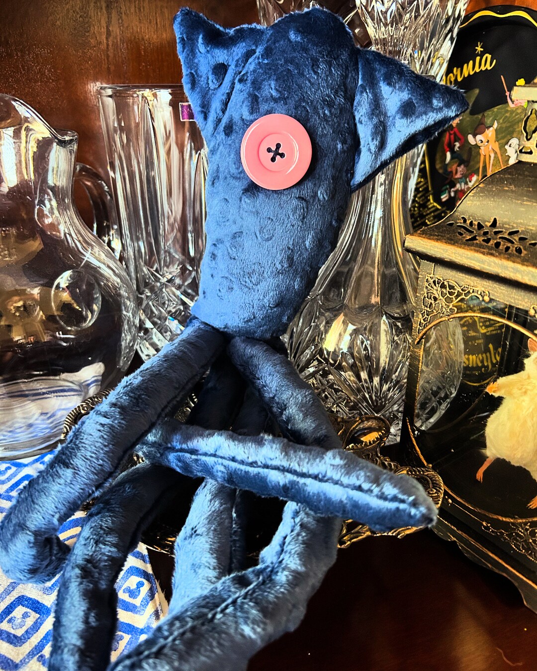 Cat Squid Coraline Inspired Plush Buttons Pink Blue Squid Whats Shakin ...