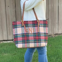 Blue Plaid Flannel Lined Tote/shoulder Bag With Latch Closure. Soft ...