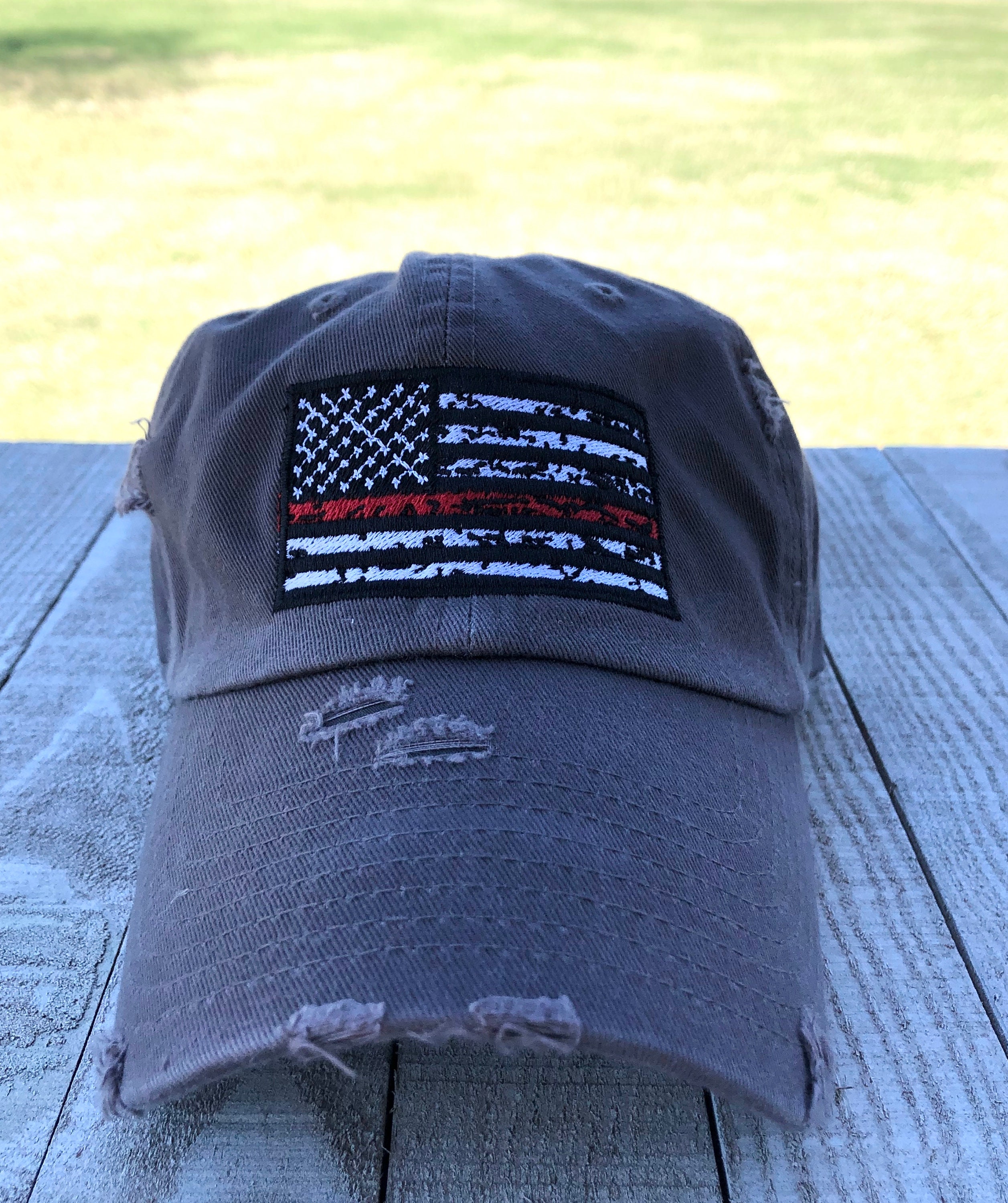 Women's Thin Red Line Hat Distressed Hat with Distressed | Etsy
