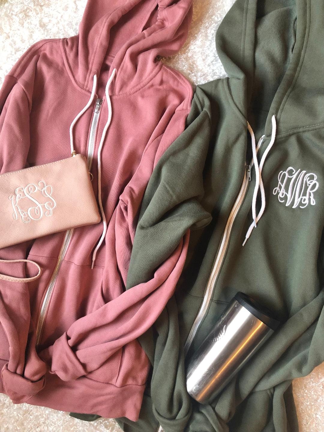 Personalized Full Zip Hoodie - Embroidered Zip Jacket - Monogrammed ...
