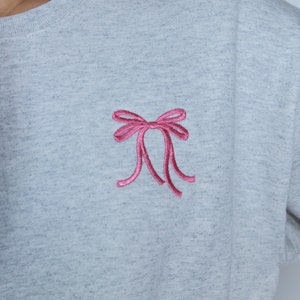 Embroidered Cute Bow Crewneck Sweatshirt - Trendy Monogram Bow ...