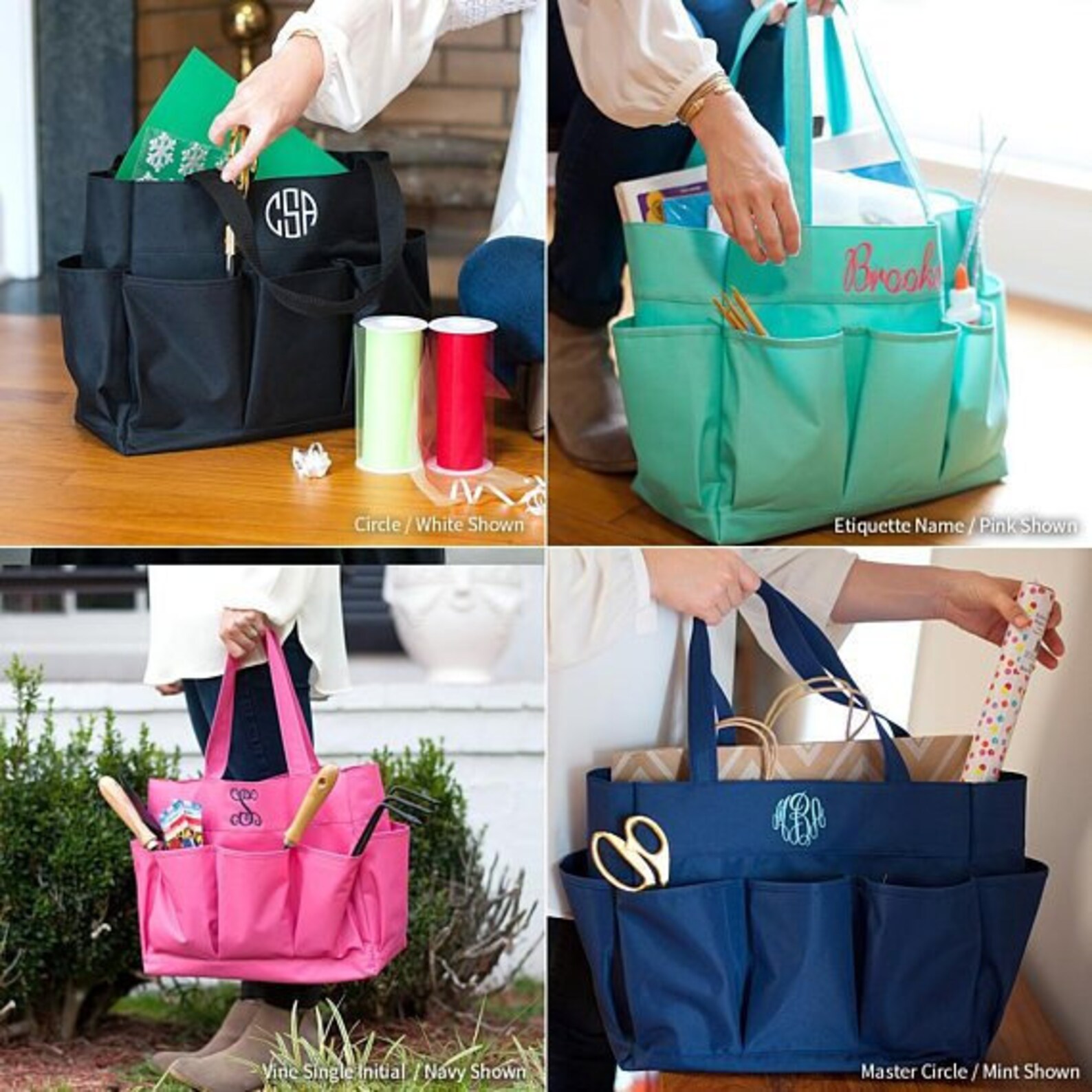 Monogrammed Carry All Utility Tote, Personalized Caddy, Large Utility ...