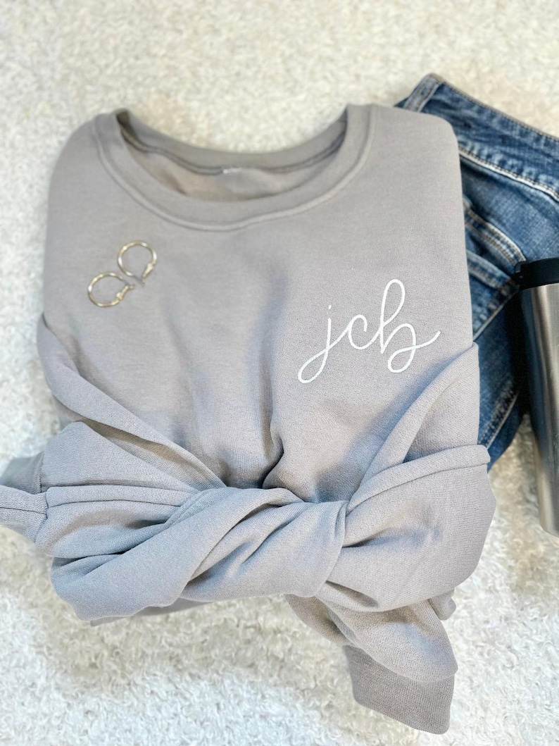 Embroidered Monogram Sweatshirt - Personalized Simple Crewneck ...