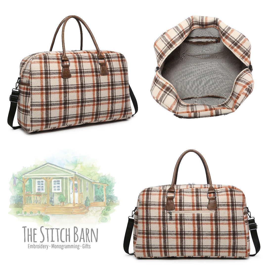 Monogrammed Plaid Duffel Bag, Personalized Buffalo Check Duffel Bag ...