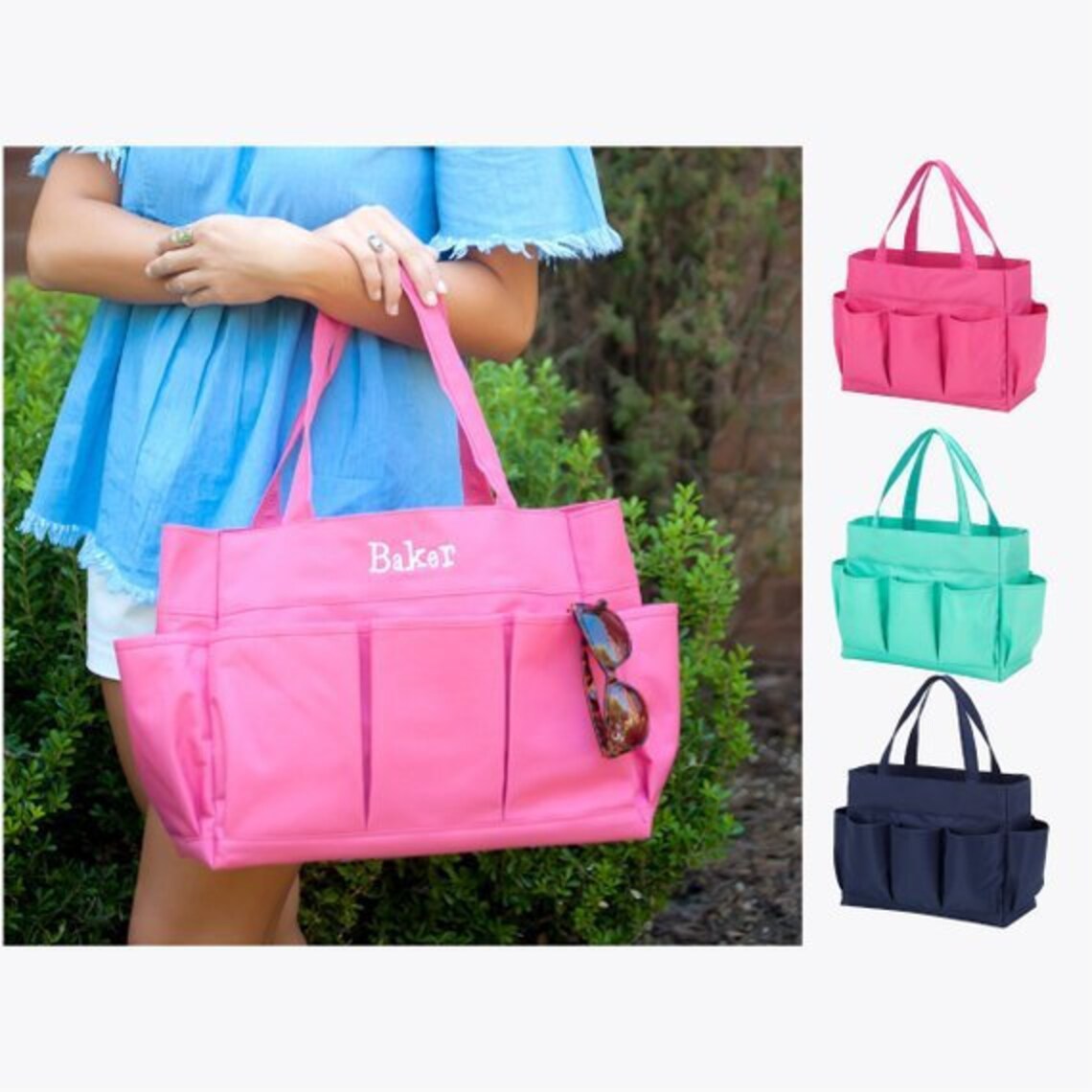 Monogrammed Carry All Utility Tote, Personalized Caddy, Large Utility ...