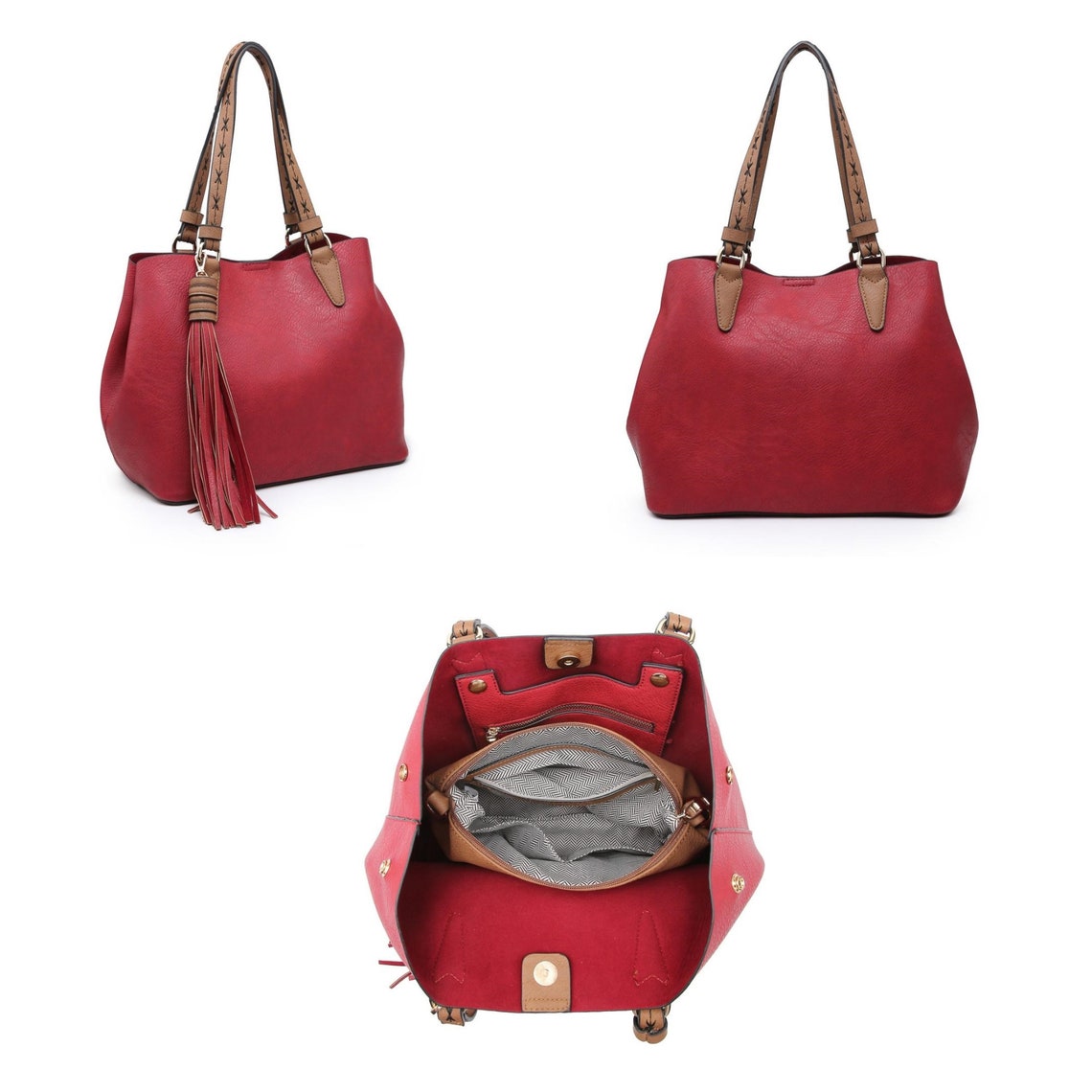 Monogrammed Large Tassel Satchel Personalized 2 in 1 Vegan - Etsy