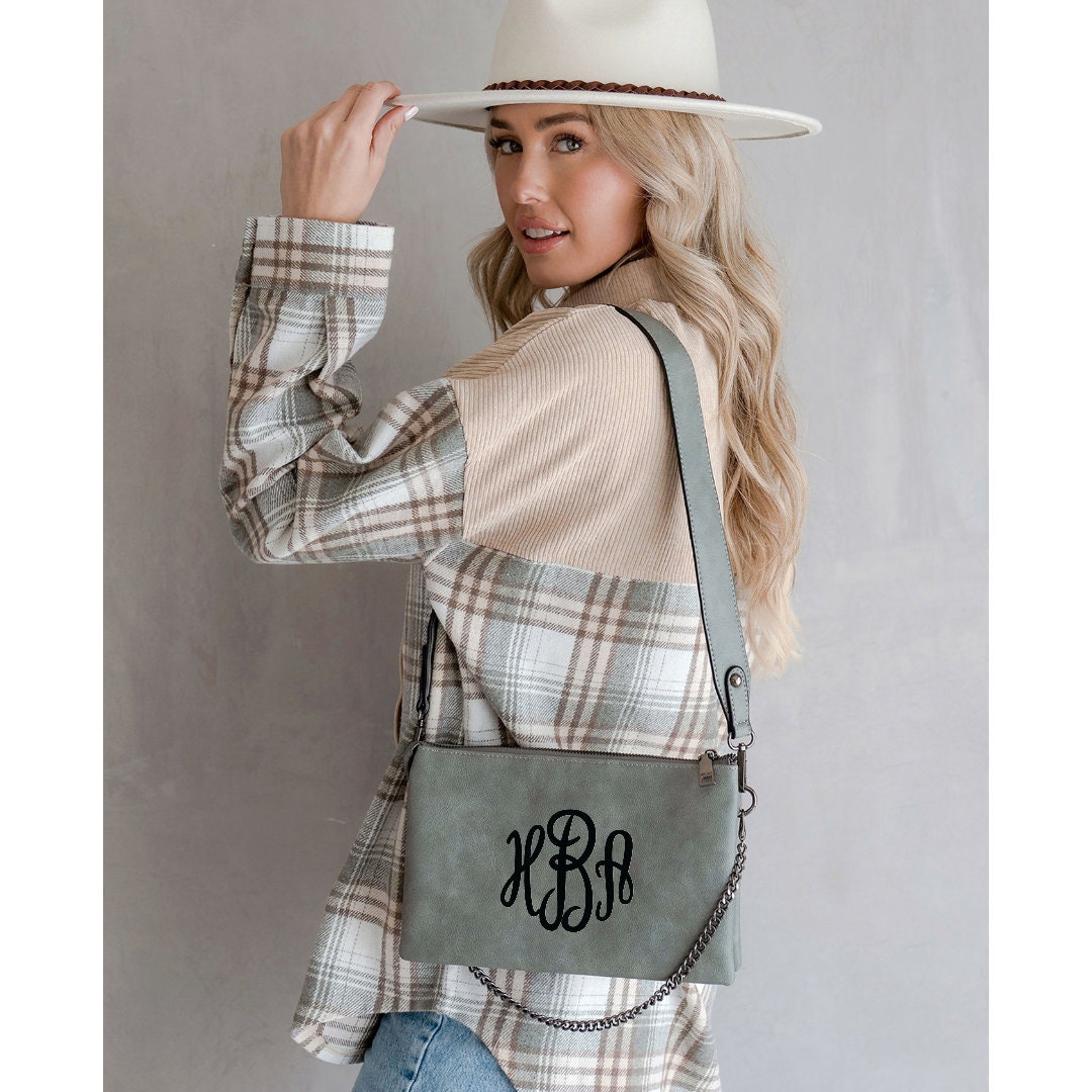 Monogrammed Crossbody Bag, Personalized Vegan Leather Crossbody, 3 ...