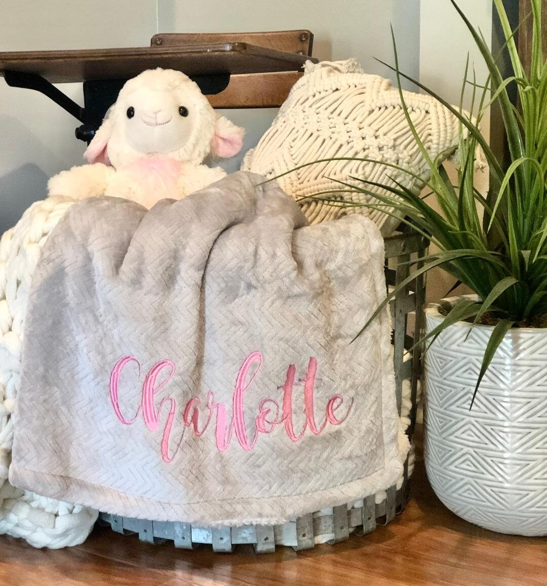 Monogrammed Baby Blanket Personalized Baby Blanket Baby Shower Gift ...