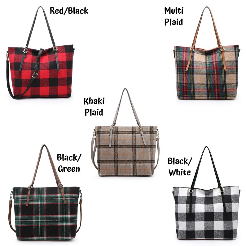 Monogrammed Large Tote Personalized Buffalo Check Large Tote - Etsy