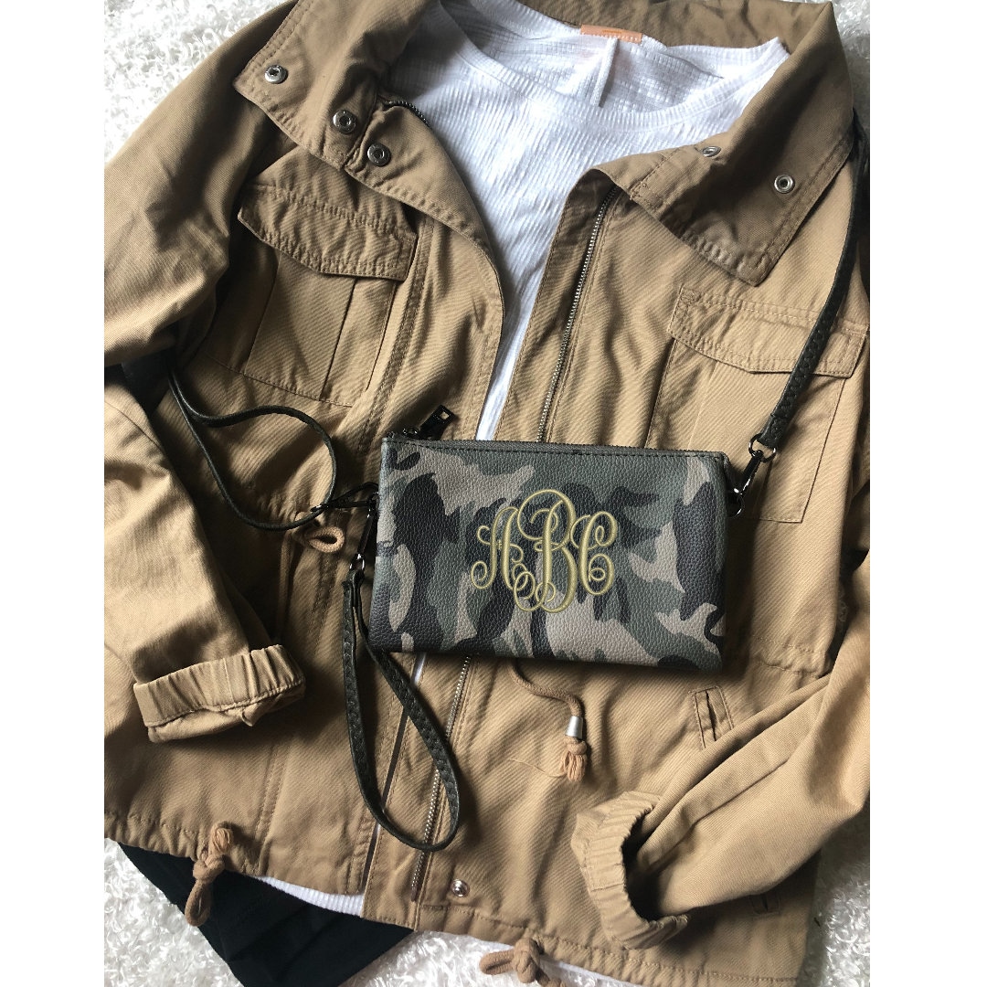 Monogrammed Camo Crossbody Bag Personalized Camo Wristlet Wallet Camo ...