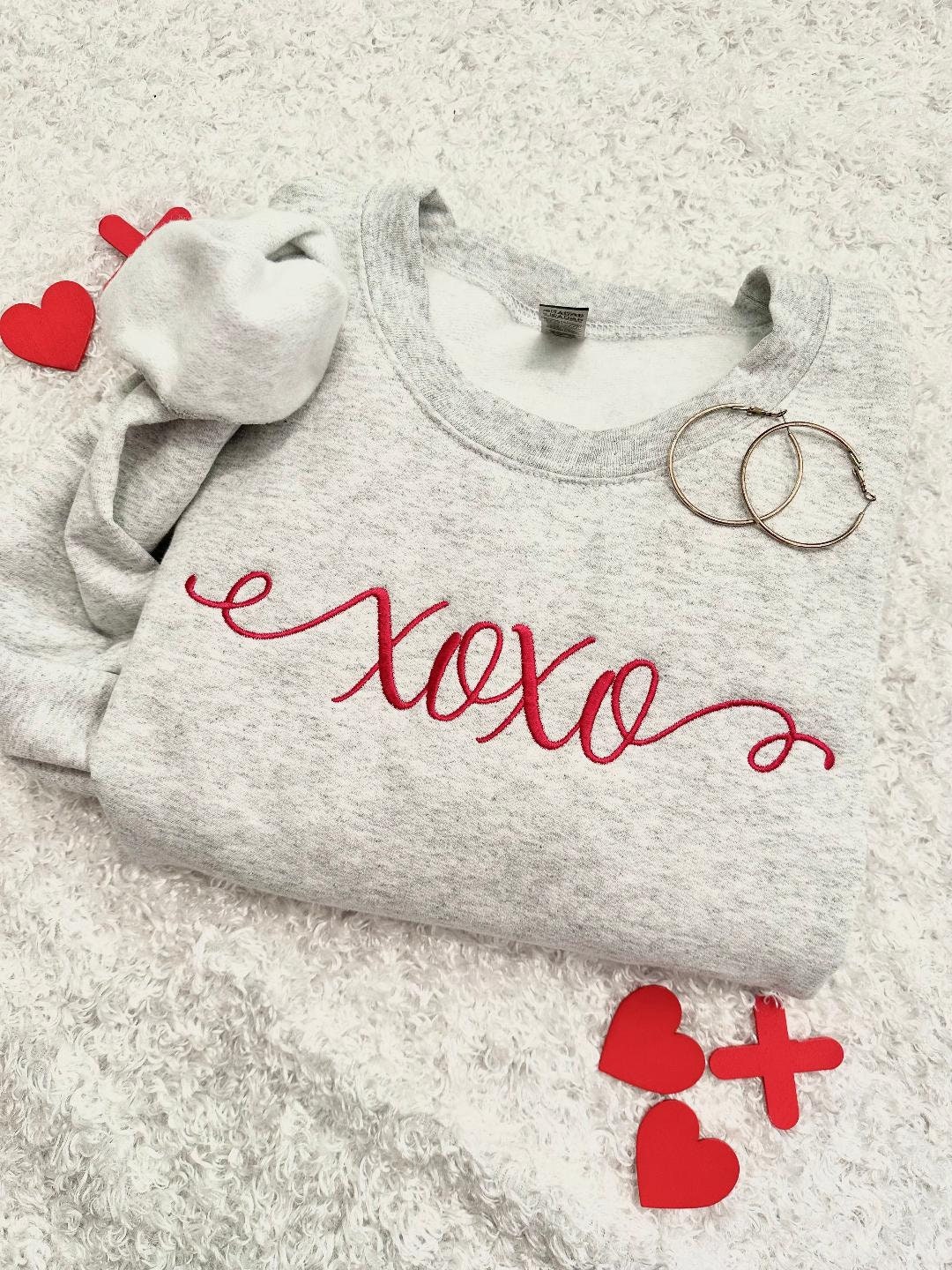 Valentine's Day Crewneck Sweatshirt - Valentine's Pullover Sweatshirt - XOXO Valentines Day Crew ...