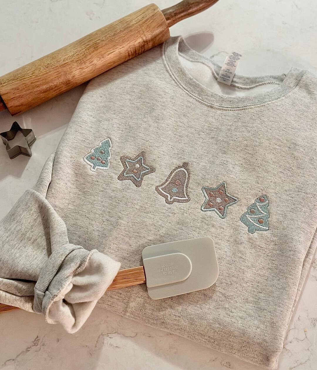 Embroidered Christmas Cookie Sweatshirt - Christmas Sweatshirt - Sugar ...