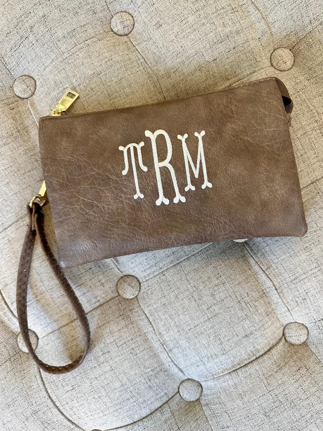 Monogrammed Crossbody Bag, Three Compartment Personalized Crossbody ...
