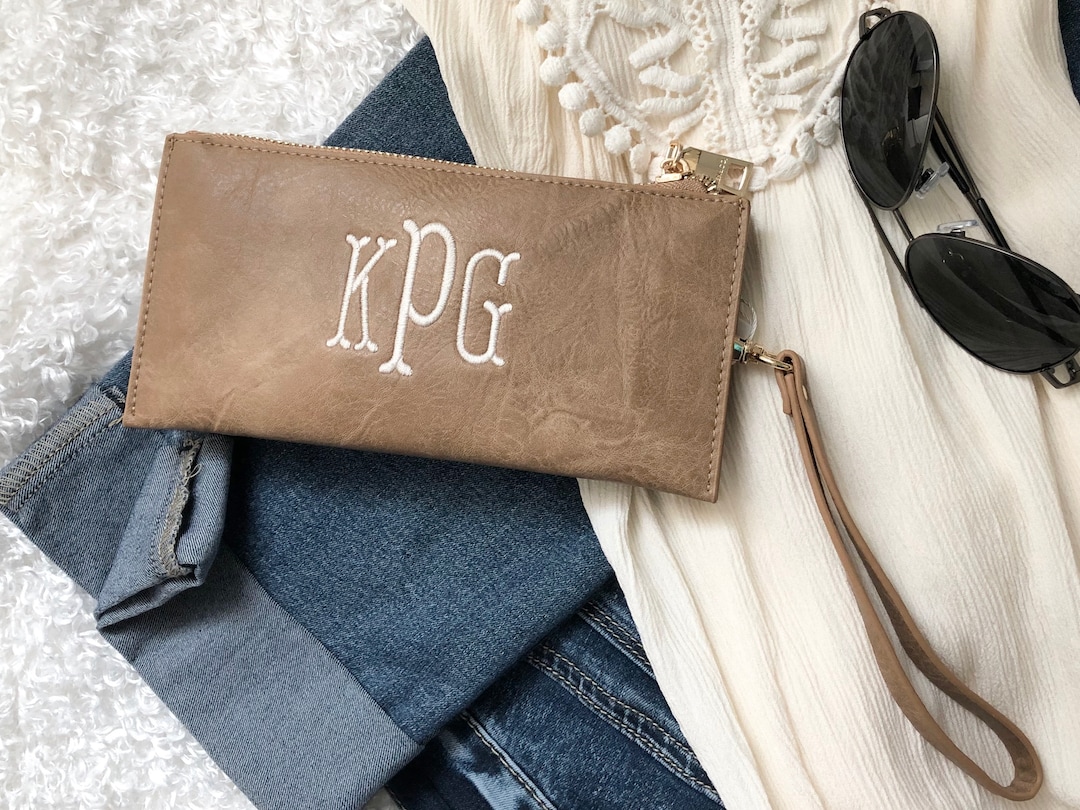 Monogrammed Wristlet Wallet, Personalized Wristlet Wallet, Vegan ...