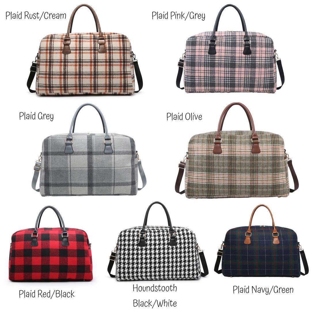 Monogrammed Plaid Duffel Bag, Personalized Buffalo Check Duffel Bag ...