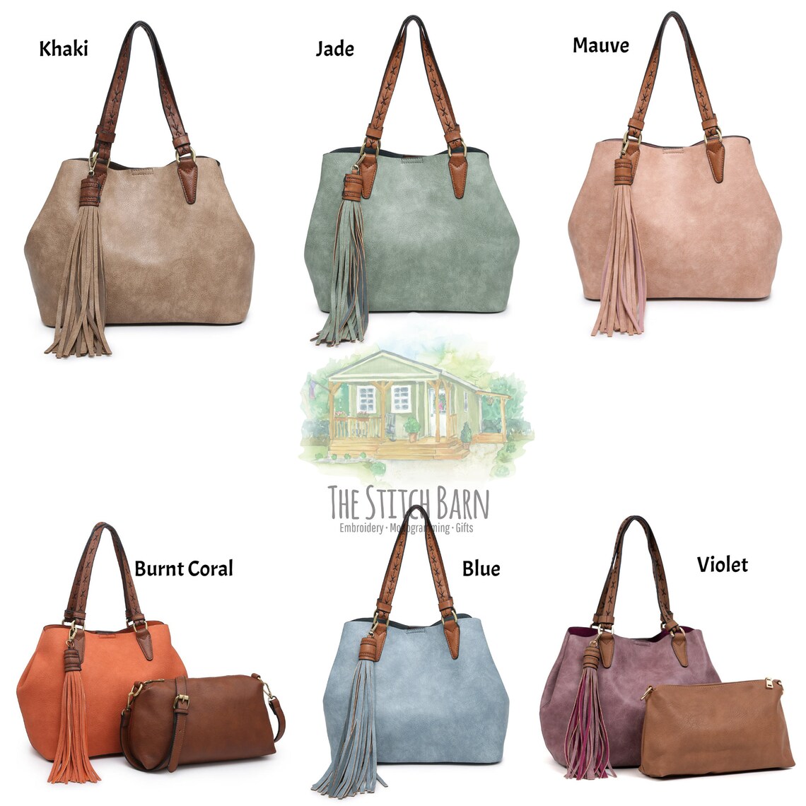 Monogrammed Large Tassel Satchel Personalized 2 in 1 Vegan - Etsy