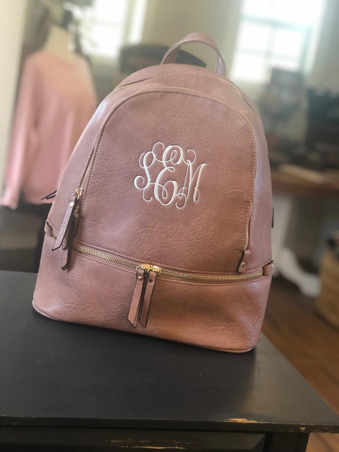 Monogrammed Backpack Purse, Personalized Leather Backpack, Backpack for ...