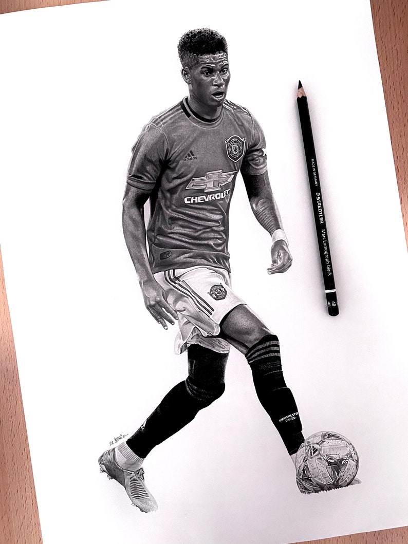 Marcus Rashford 2019-20 Drawing Giclée Print - Etsy