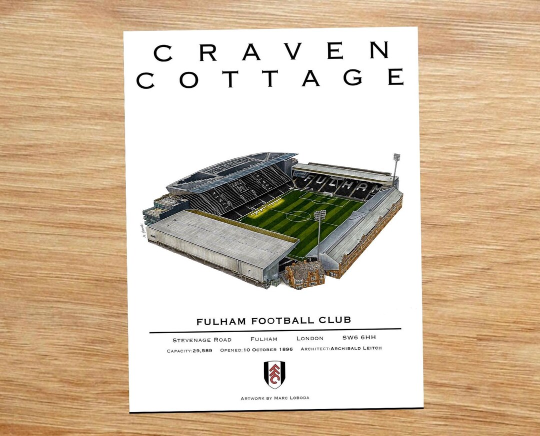 Craven Cottage Colour Drawing Alternative Print - Etsy
