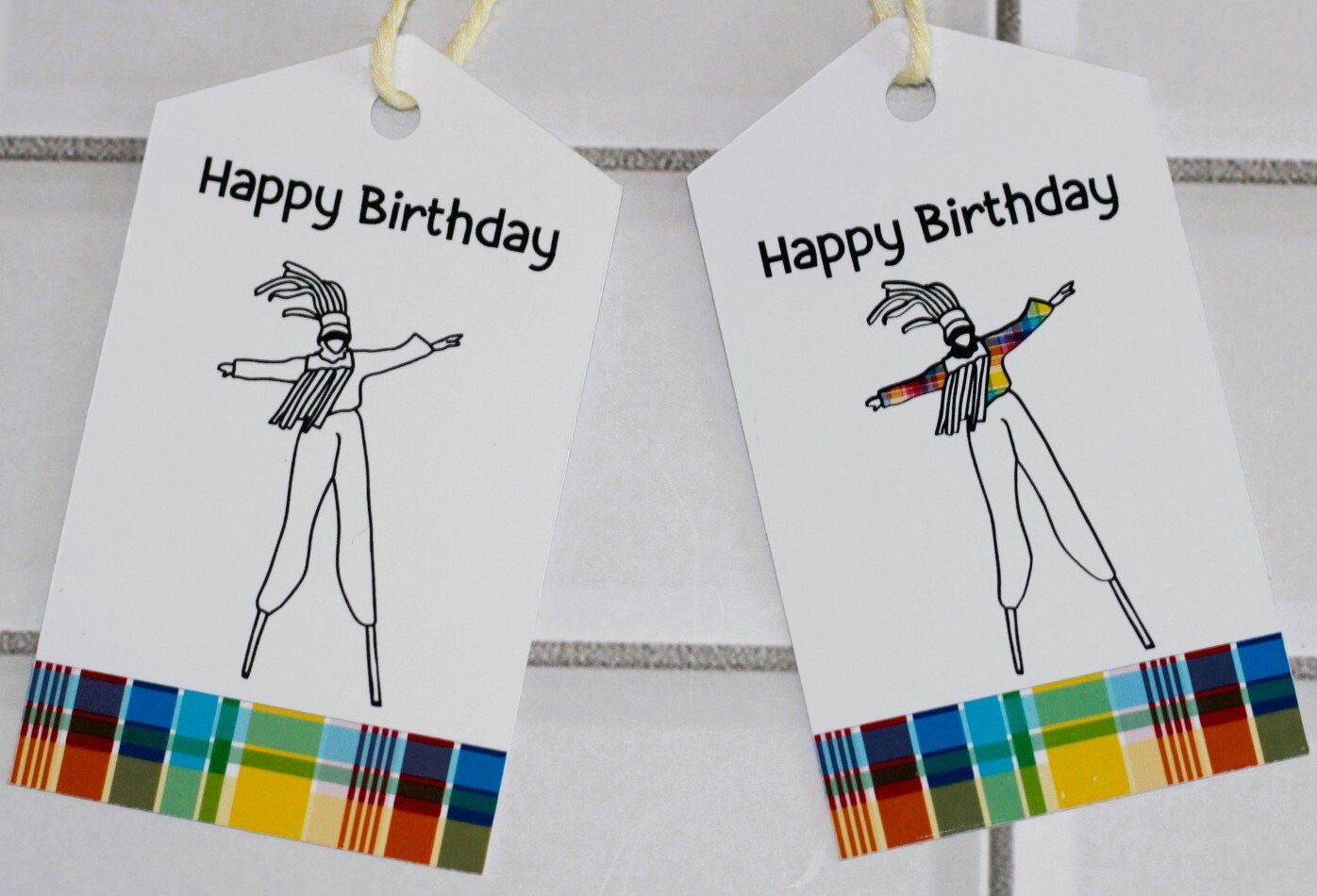 Happy Birthday Gift Tags With USVI Madras and Moko Jumbie Theme. - Etsy