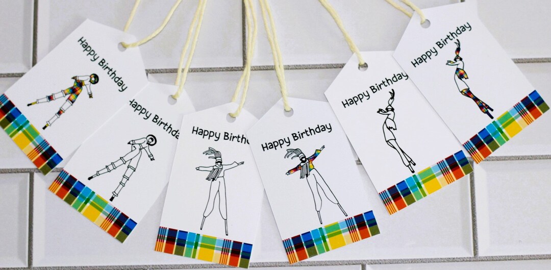 Happy Birthday Gift Tags With USVI Madras and Moko Jumbie - Etsy