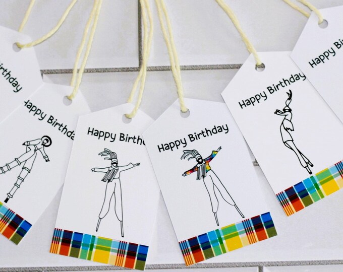 Happy Birthday Gift Tags With USVI Madras and Moko Jumbie Theme. - Etsy