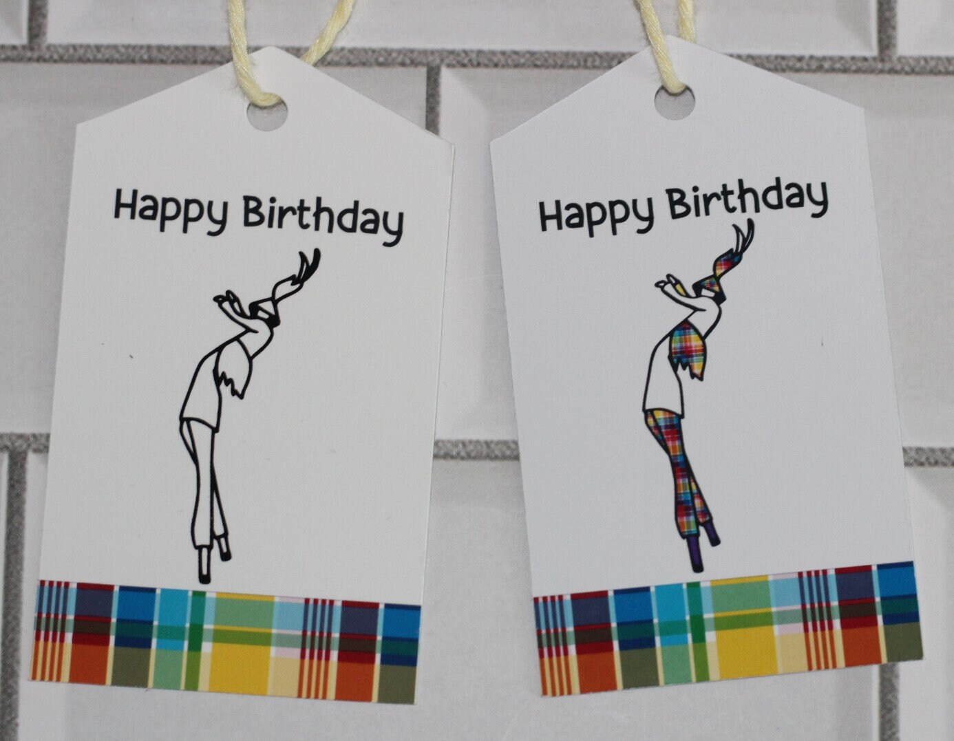 Happy Birthday Gift Tags With USVI Madras and Moko Jumbie Theme. - Etsy