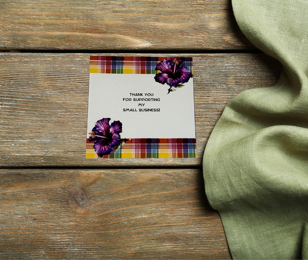 US Virgin Islands Madras Pattern Small Business Thank You Cards Digital ...
