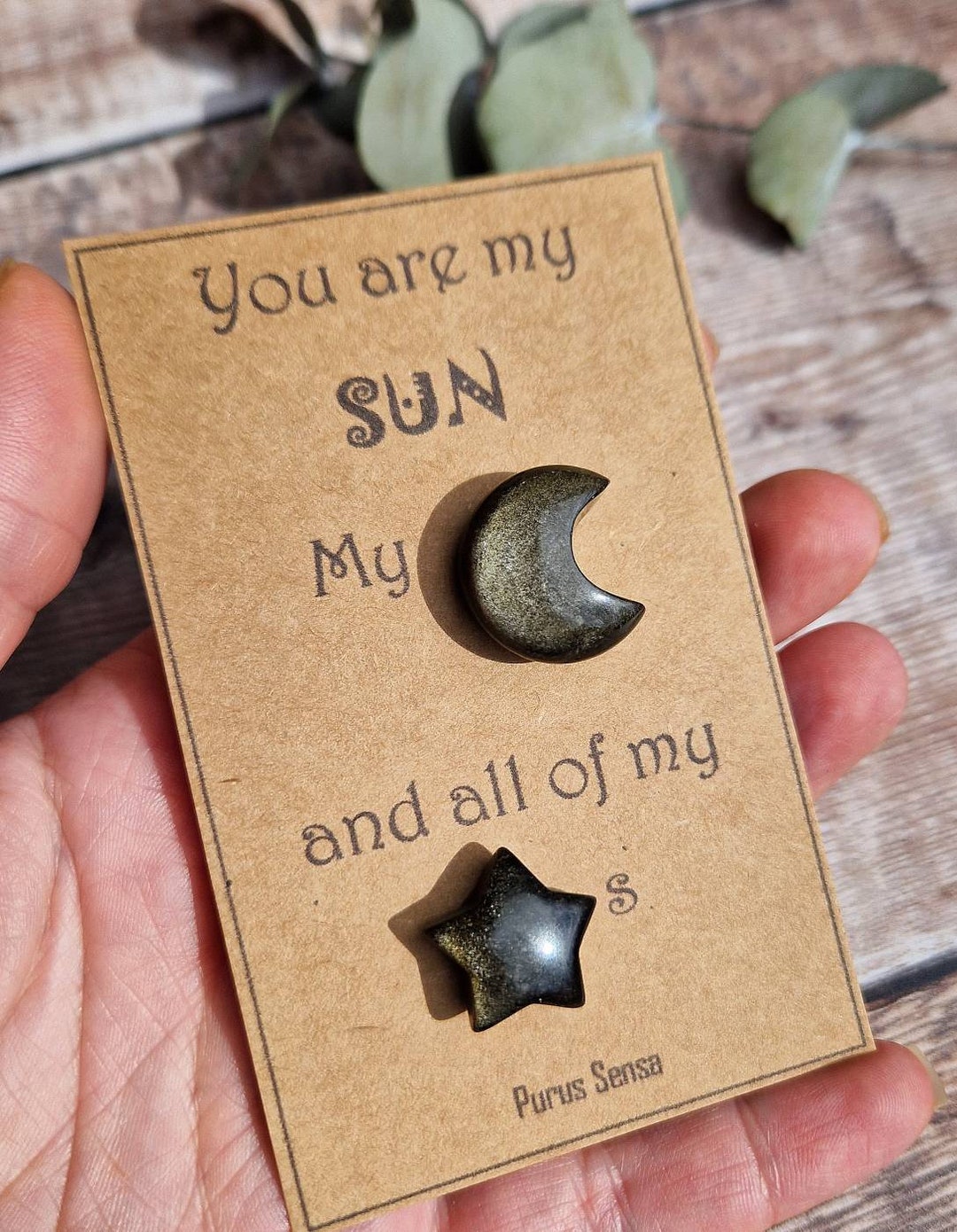 Obsidian Crystal Gift. Sun, Moon and Stars Crystal Gift for Him / Her ...