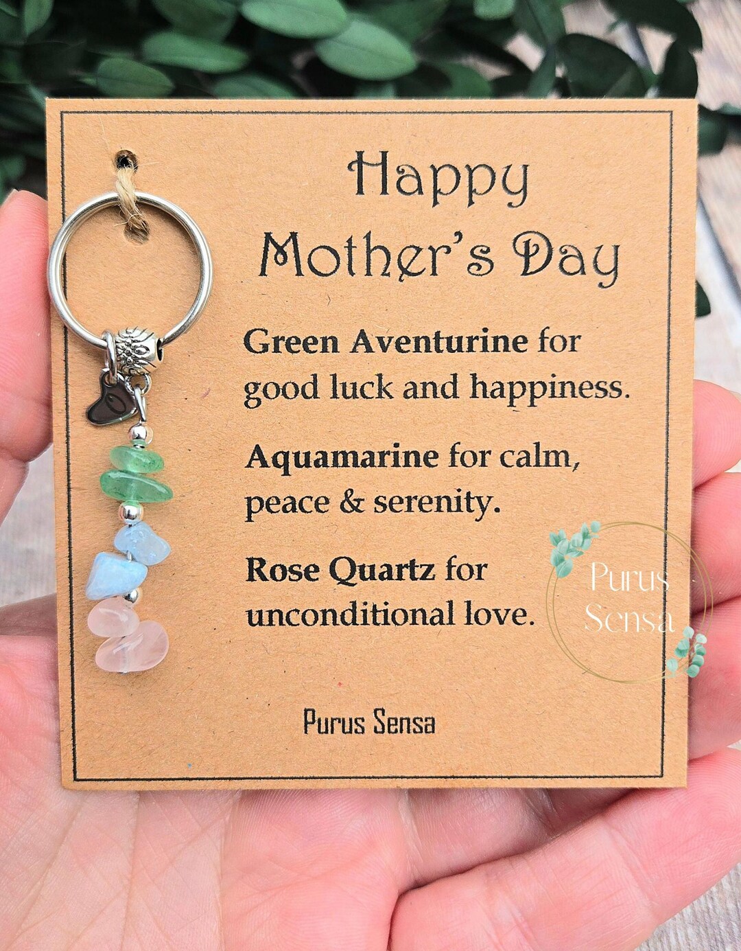MOTHER'S DAY Crystal Keyring. Genuine Gemstone Keyring Key Chain ...