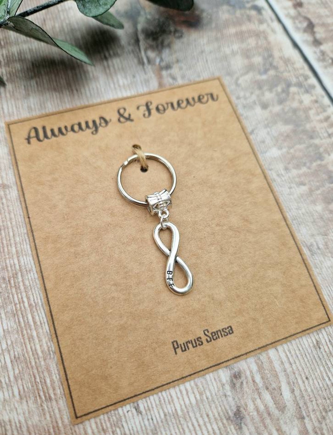 BFF Stamped Infinity Keyring Gift on Card. Always & Forever. Bestie ...