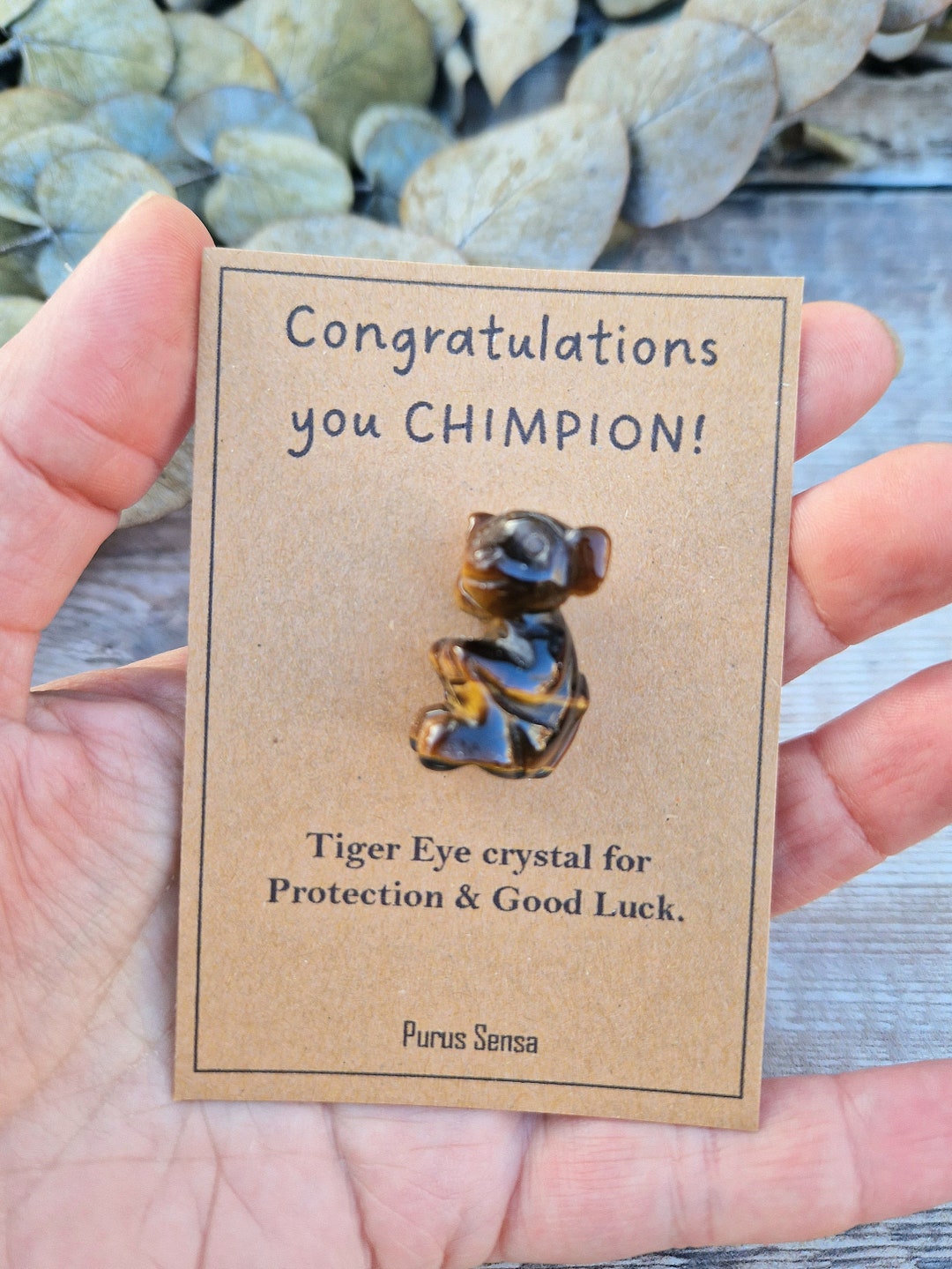 Tiger Eye Crystal Monkey Gift - Congratulations, Good Luck Charm - Etsy