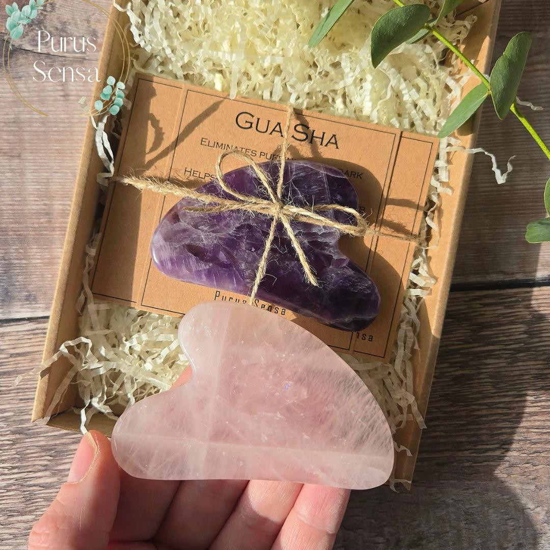 Gua Sha Gift Set. Rose Quartz Gua Sha. Dream Amethyst Gua Sha. Gift Set ...