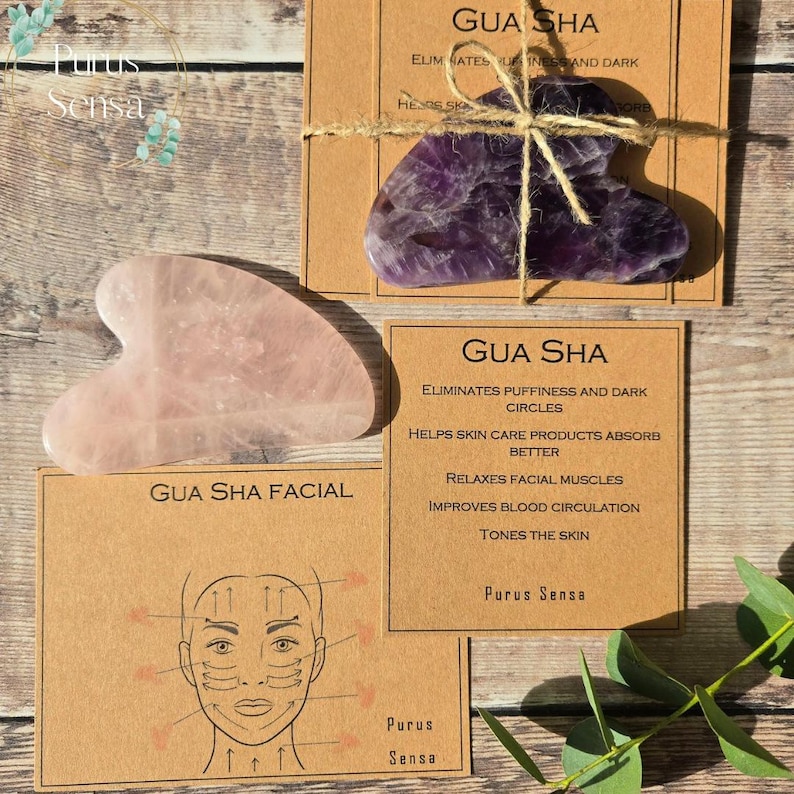 Gua Sha Gift Set. Rose Quartz Gua Sha. Dream Amethyst Gua Sha. Gift Set ...