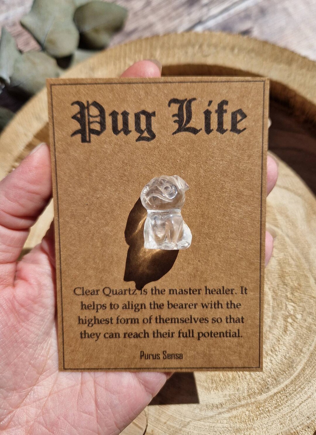 Pug Crystal. Pug Gift. Gift for Pug Lover. Clear Quartz Crystal Pug ...