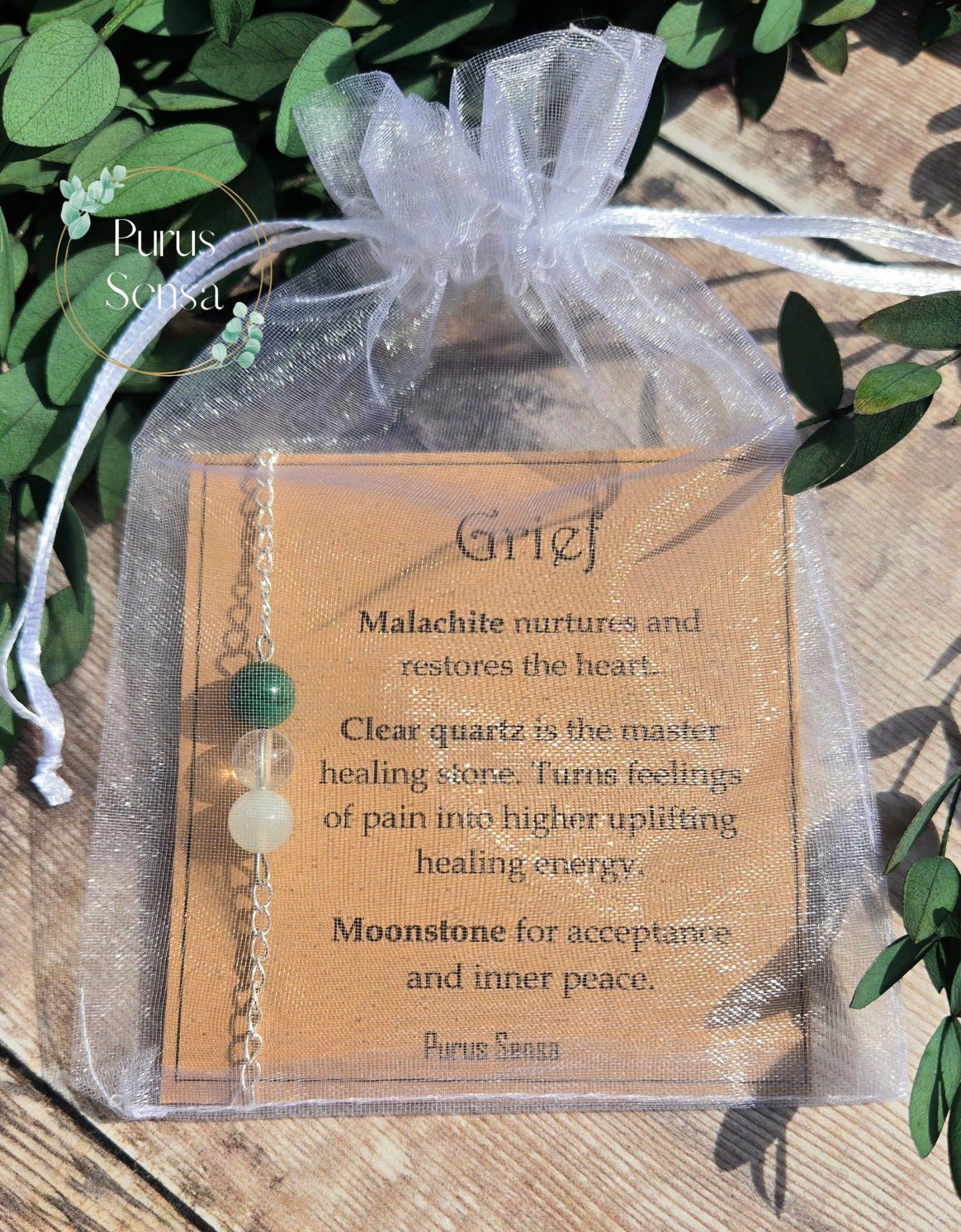 Crystal Healing Bracelet for Grief: Malachite, Quartz, Moonstone - Etsy