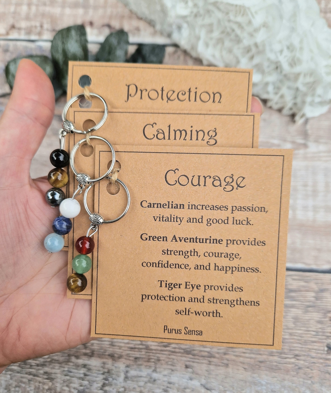 Healing Gemstone Keyring. Keychain. Crystal Keyring. for Courage / New ...