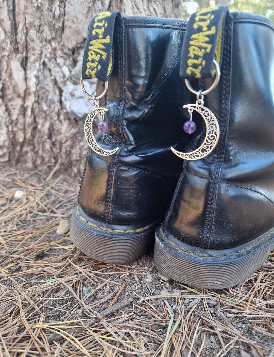 Boot Charms PAIR. DM Boot Accessories. Boot Tag. Amethyst Moon. Crystal ...