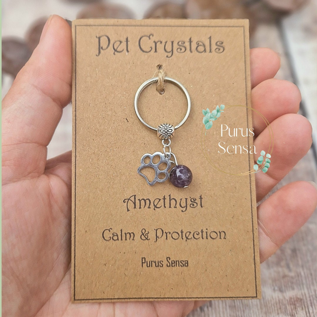 Pet Crystals. Collar Tag Accessory for Calm Protection. Cat Dog Charm ...
