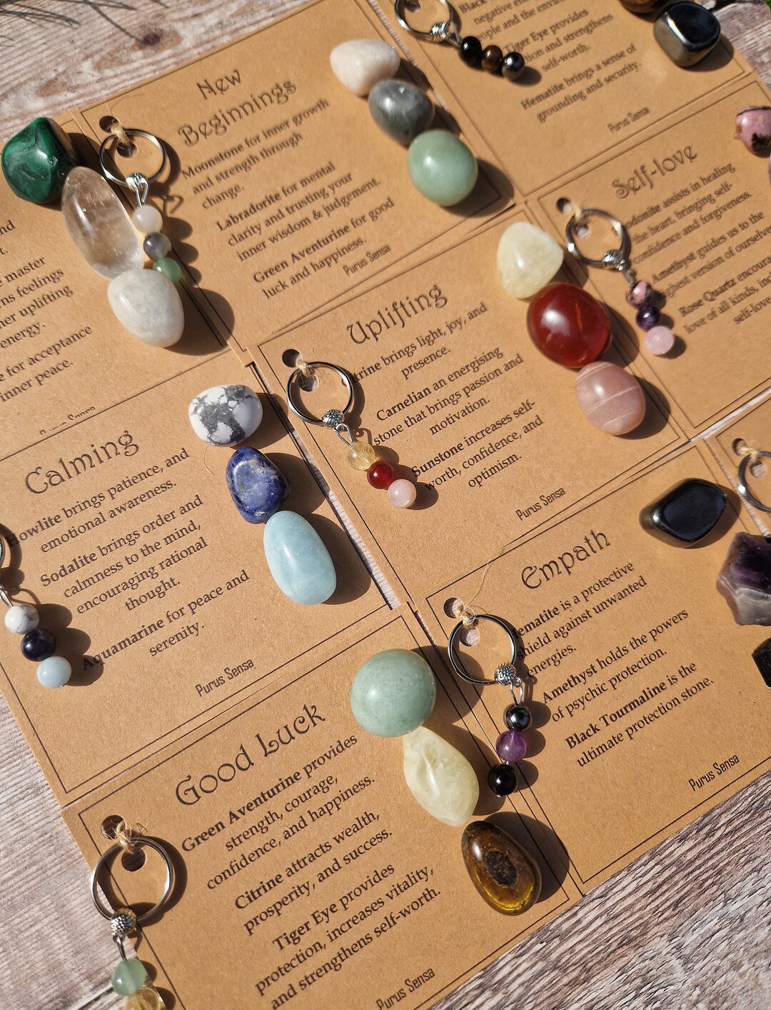 Healing Crystal Keyring. Keychain. Crystal Keyring Set. for Anxiety ...