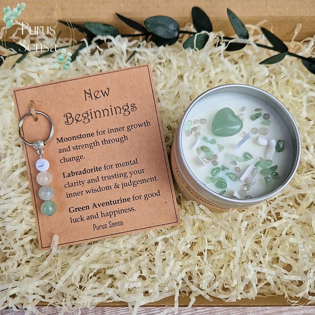 Candle and Keyring for New Beginnings New Chapter Gift Set. New Job New ...