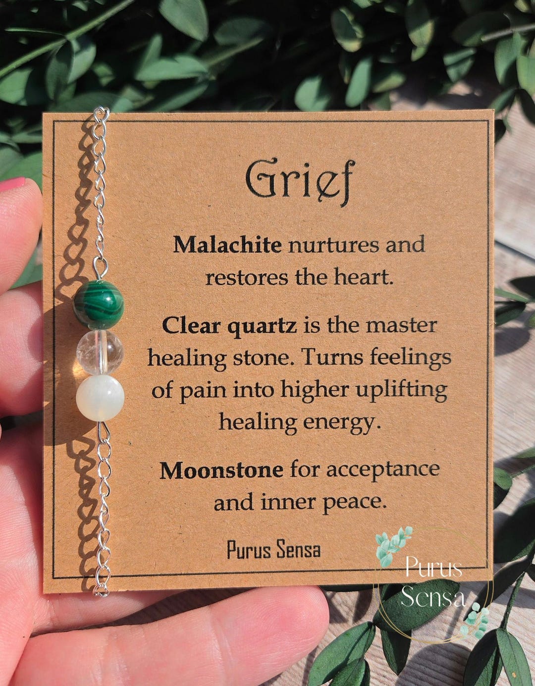 Crystal Healing Bracelet for Grief: Malachite, Quartz, Moonstone - Etsy