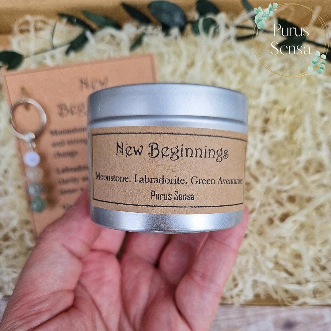 Candle and Keyring for New Beginnings New Chapter Gift Set. New Job New ...
