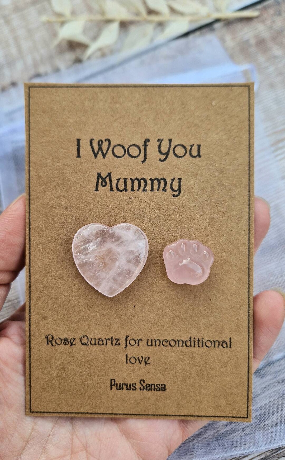 Cute Crystal Gift for Dog Mum / Mummy. Rose Quartz Crystal for Dog Mum ...